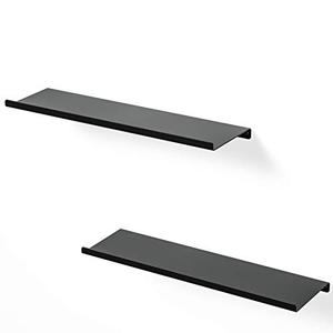 Promo SRIWATANA Black Metal Wall Shelves, 2 Set Floating Shelves-Matte ...