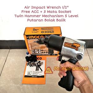 Jual Air Impact Wrench 1/2" INGCO AIW12562 Socket Buka Baut Angin ...