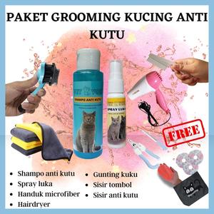 Jual Paket Siap Grooming Kucing Anti Kutu Alat Mandi Obat Tick Flea ...