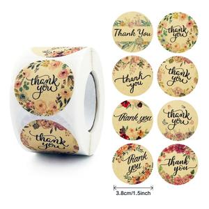 Jual Sticker Kraft Thank You Floral Sticker Tag Kado Amplop Bundar 3,8 ...
