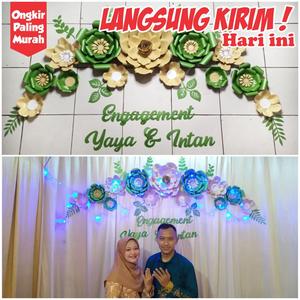 Jual Paper Flower Backdrop Banner Dekorasi Lamaran Tunangan Bunga ...