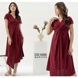 Jual DRESS MERAH MAROON MARUN MARON DOVIE PESTA DRESS PREMIUM MSNS747 ...