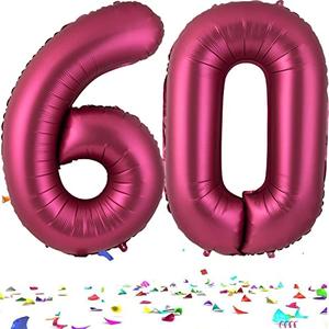 Jual Burgundy Number 60 Balloon, 40 Inch Large Number Balloon Big Size ...