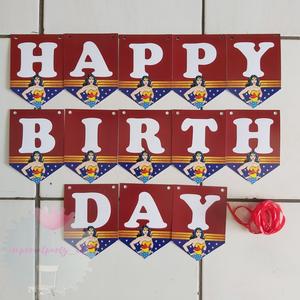 Jual Banner Bunting Flag Happy Birthday HBD Wonder Woman Superhero ...