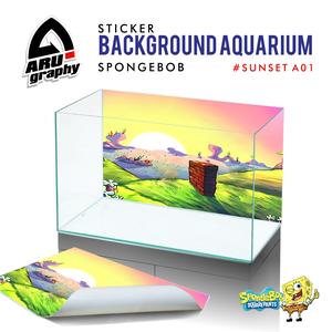 Jual Sticker Background Aquarium model Spongebob Sunset A01 - 35x70cm ...