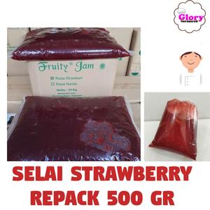 Jual selai strawberry kiloan repack 500 gr selai roti bakar selai roti ...