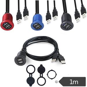 Jual 10pcs x With LED light metal shell Dual USB Socket Extension Cable ...