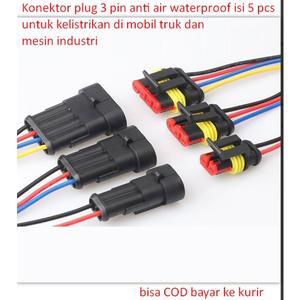 Jual Konektor plug 3 pin anti air waterproof isi 5 pcs untuk ...