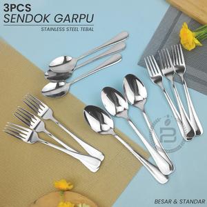 Promo 3PCS Sendok Garpu Makan Besar Standar Stainless Tebal Hotel Spoon ...