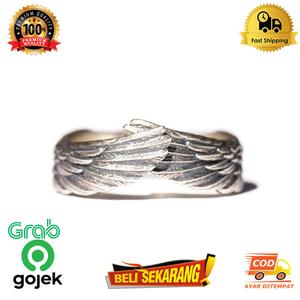Promo Cincin Pria Wanita Silver Lapis Titanium Sayap Malaikat Men Ring ...