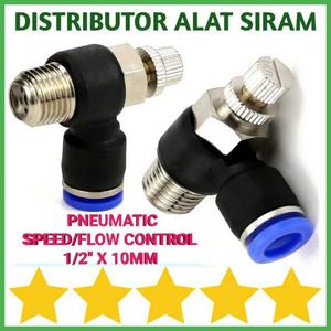 Jual FLOW SPEED CONTROL VALVE 0.5 X 10 MM ELBOW FITTING AIR PNEUMATIC ...