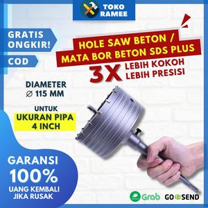 Jual [SET] MATA BOR HOLE SAW PELUBANG BETON TEMBOK 115 MM PIPA PVC 4 ...