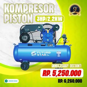 Jual 3HP KOMPRESOR ANGIN 2.2KW KOMPRESOR PISTON LISTRIK/8 BAR 1PHASE ...
