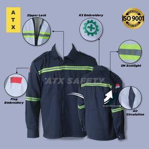 Jual Wearpack Safety Baju Kemeja Kerja Lapangan Jaket Navy Seleting ATX ...