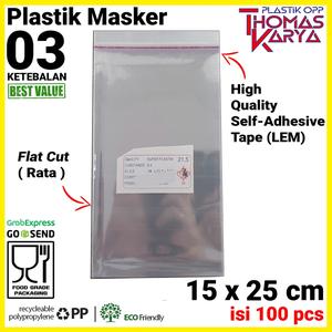 Jual Plastik OPP 15x25 LEM isi 1 Kantong Bening Kemasan Hijab Masker ...