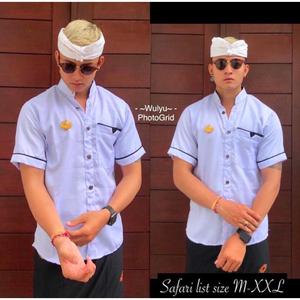 Jual Kemeja Safari Dewasa Yoko List Hitam | Baju Pria Bali | Baju Adat ...
