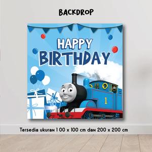 Jual Premium !! BACKDROP THOMAS AND FRIENDS HAPPY BIRTHDAY CUSTOM NAMA ...
