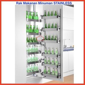 Jual Rak Tarik Makanan STAINLESS Lemari Dapur Minuman Tempat Botol ...