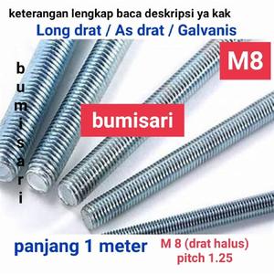 Jual LONGDRAT M8 GALVANIS ASDRAT M8 DRAT HALUS 1 METER / LONG AS DRAT ...
