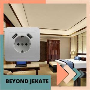 Jual Stop Kontak Dinding USB Soket Listrik Square Wall Socket - Putih ...
