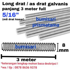 Jual Long drat M8 x 3 meter Galvanis - pitch drat 1.25 - Jakarta Timur ...