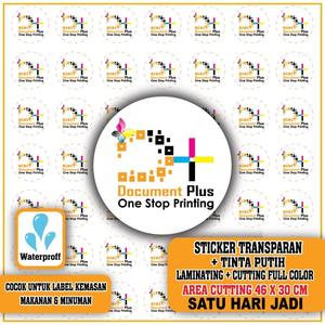 Jual o mv sticker label antiair (vinyl transparan + tinta putih + lam ...