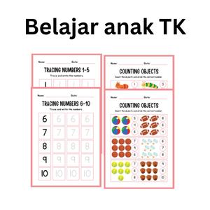 Jual Worksheet Anak TK Lembar Kerja Anak Menulis Berhitung Mengunting ...
