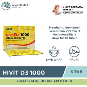 Jual HiVit Vitamin D3 1000 IU 6 Tablet - Suplemen Vitamin D 1000 IU ...