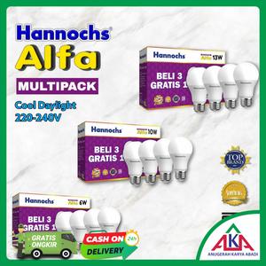 Jual Paket 4 Pcs HANNOCHS Alfa Multipack Bohlam Lampu LED 6 / 10 / 13 Watt - Alfa 6W, Cool ...