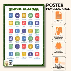 Jual Poster Simbol Aljabar Matematika Yang Dapat Di Scan Untuk ...