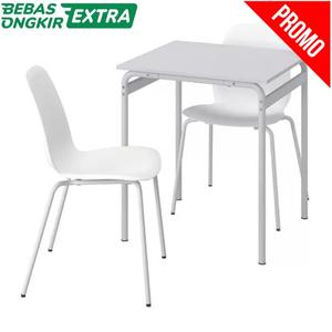 Jual IB Set Meja Makan Besi Kecil SWEDIA 2 Kursi Putih 67cm - Abu ...
