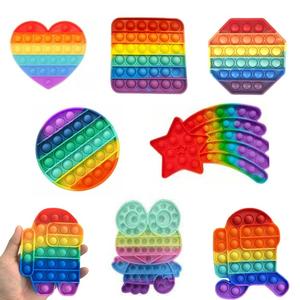 Jual Pop It Mainan pop it squishy Square rainbow multicolor Fidget Toy ...