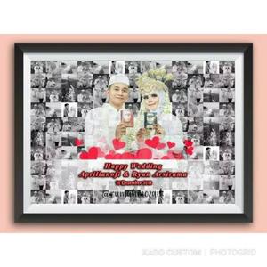 Jual Frame Kaca + Cetak + Design Mozaik Foto Hitam Putih Hadiah Kado ...
