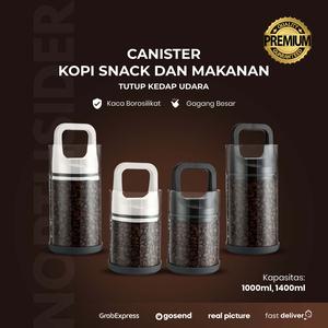 Jual canister kopi coffee storage airtight glass jar push down lid ...