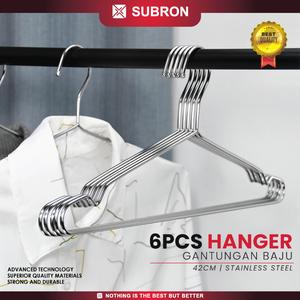 Promo SUBRON 6pcs Hanger gantungan baju tebal stainless steel 3mm - Kab ...