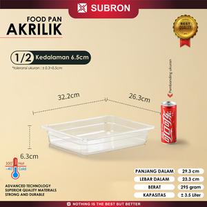 Jual SUBRON Gastronom Food Pan Akrilik 1/2/6 Kedalaman 6.5cm Wadah ...