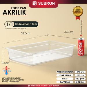 Jual SUBRON Gastronom Food Pan Akrilik 1/1/10 Kedalaman 10cm Wadah ...