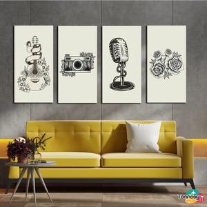 Jual TENNESY HIASAN DINDING ART MONO GRAY 15x30CM GITAR MIC BUNGA ...