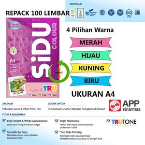 Jual KERTAS WARNA A4 SIDU 60GR - KERTAS HVS WARNA - Jakarta Barat ...