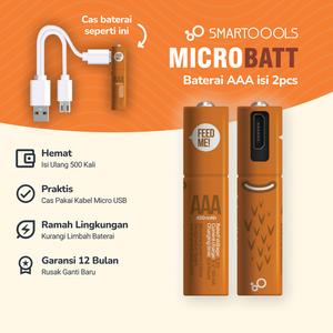 Jual Baterai Cas Isi Ulang 2pc Smartoools MicroBatt AAA 1.2V A3 Micro USB - Kota Surabaya ...