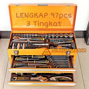 Jual Mechanical Tool Kit Set 97pcs Chest INGCO HTCS220971 Kotak Perkak ...