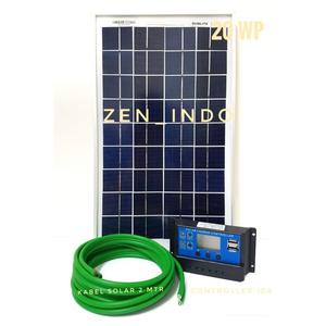 Jual PAKET SOLAR PANEL SURYA 20WP, SOLAR CONTROLLER 10A DAN KABEL SOLAR ...