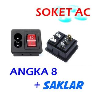 Jual Socket AC Angka 8 + Saklar Lampu Power Outlet Colokan 2 Lubang 2 Pin - Kota Semarang ...