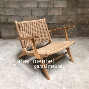 Jual kursi santai single anyaman rotan lum kayu jati solid model ...