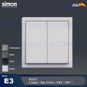 Jual Simon E3 Saklar 2 Gang 1 Way Switch ( 10AX - 250V ) 301021 - White ...
