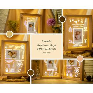 Jual Frame Biodata Bayi 3D Lampu Biodata Anak Frame Gift Baby Birth ...