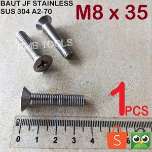 Jual Baut JF M8x35 Stainless Steel 304 Obeng Plus Flat Head Tahan Karat M8 - Kota Tangerang ...