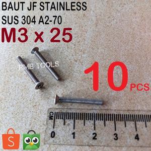 Jual Baut JF M3x25 Stainless Steel 304 Obeng Plus Flat Head Tahan Karat M3 - Kota Tangerang ...