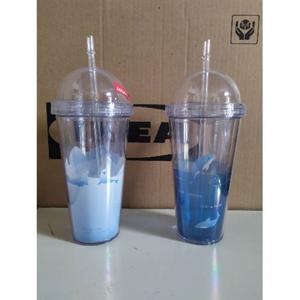 Jual Miniso Tumbler / Miniso Dolphin Double Wall Cup With Straw / Glass ...