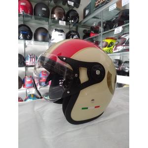 Jual Vespa Helm Kaca Pilot Smoke atau Bening Warna Cream Glossy Helm ...